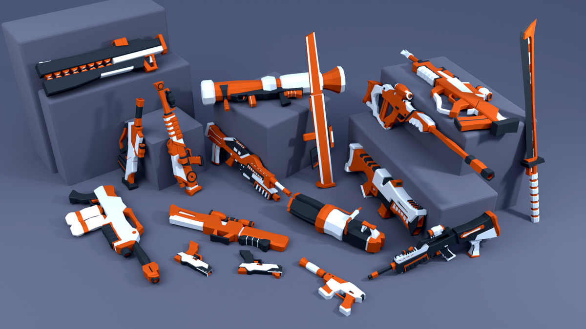 Sci-Fi Modular Kinetic Weapons Kit: 17 Weapons & 100+ Modular Gun Parts ...